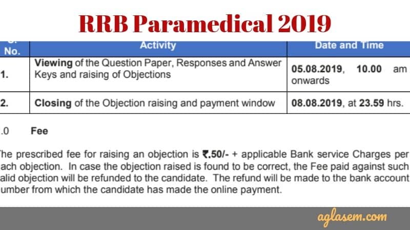 RRB Paramedical Answer Key 2019 Date Announced; Pay Rs. 50 to Submit ...