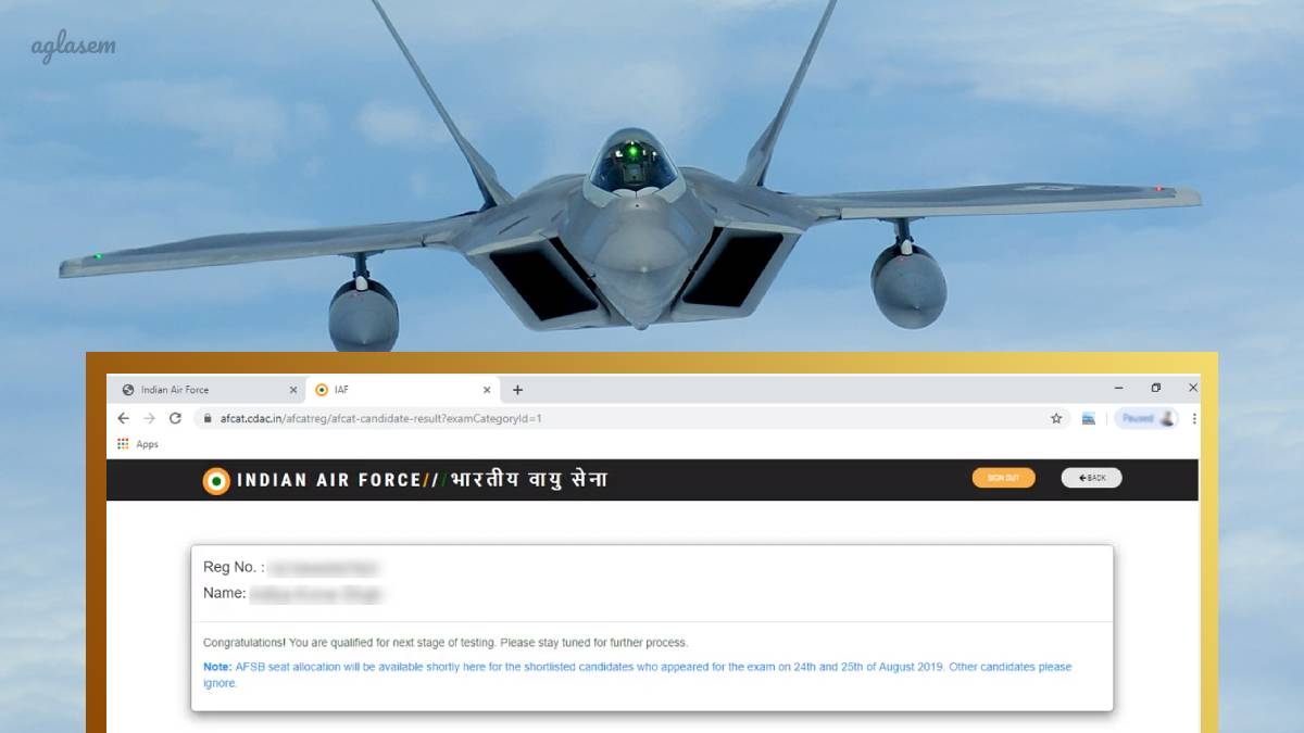 AFCAT Result 02/2019 Announced @ afcat.cdac.in Login; AFSB Testing ...