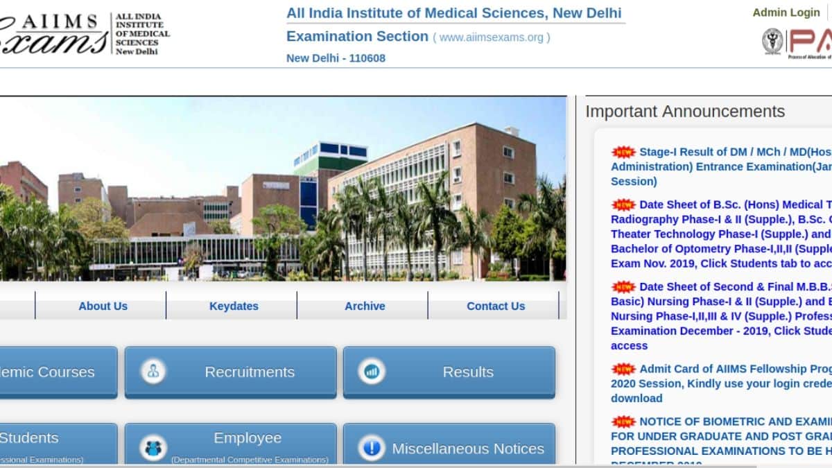 AIIMS PG Jan 2020 Result for DM/ M.Ch (3 yrs)/ MD (HA) Announced ...