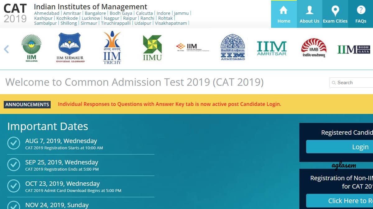 CAT 2019 Answer Key with Question Paper and Response Sheet available ...