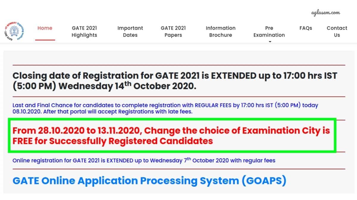 GATE 2021 Change of Exam City Opens on 28 Oct; Here is How You Can Edit ...