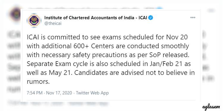 ICAI Committed To CA Exam Nov 2020, Additional 600 Centers, SOPs: ICAI ...